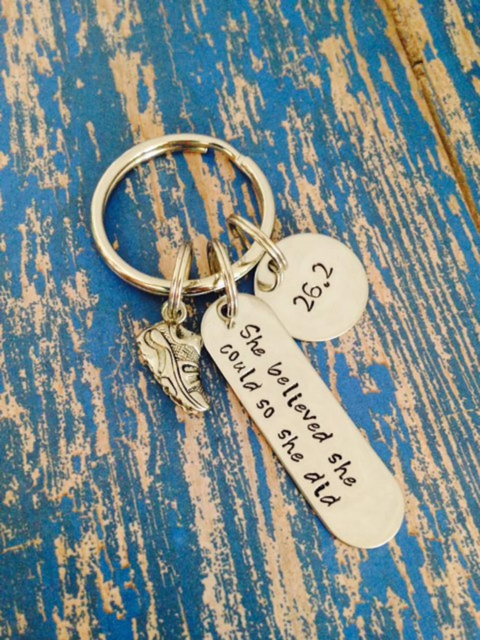 She Believed She Could so She Did Bar Key Ring Running - Etsy