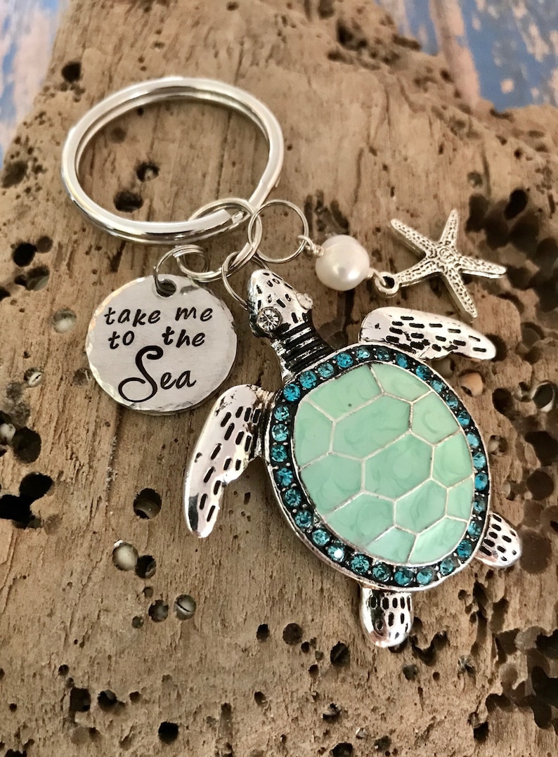 Turtle Key Ring sea Turtle Keychain Take Me to the Sea Beach Vacation ...