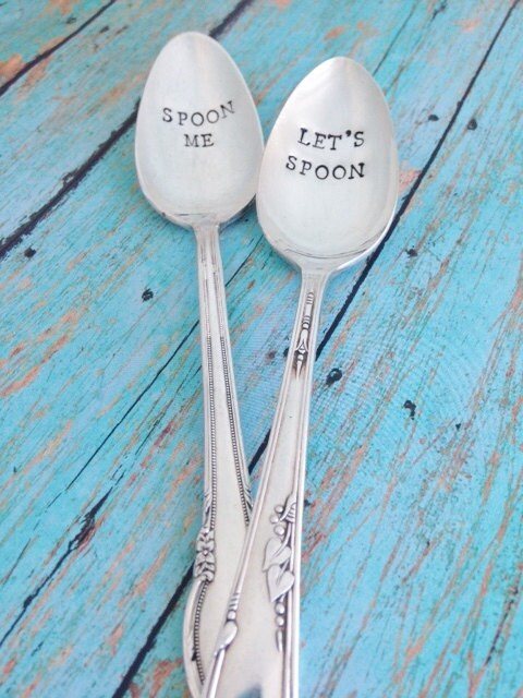 Let's Spoon or Spoon Me Vintage Silver Plated Teaspoon - Valentine's ...