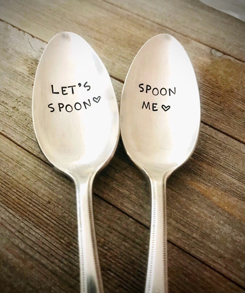 Let's Spoon or Spoon Me Vintage Silver Plated Teaspoon - Valentine's ...