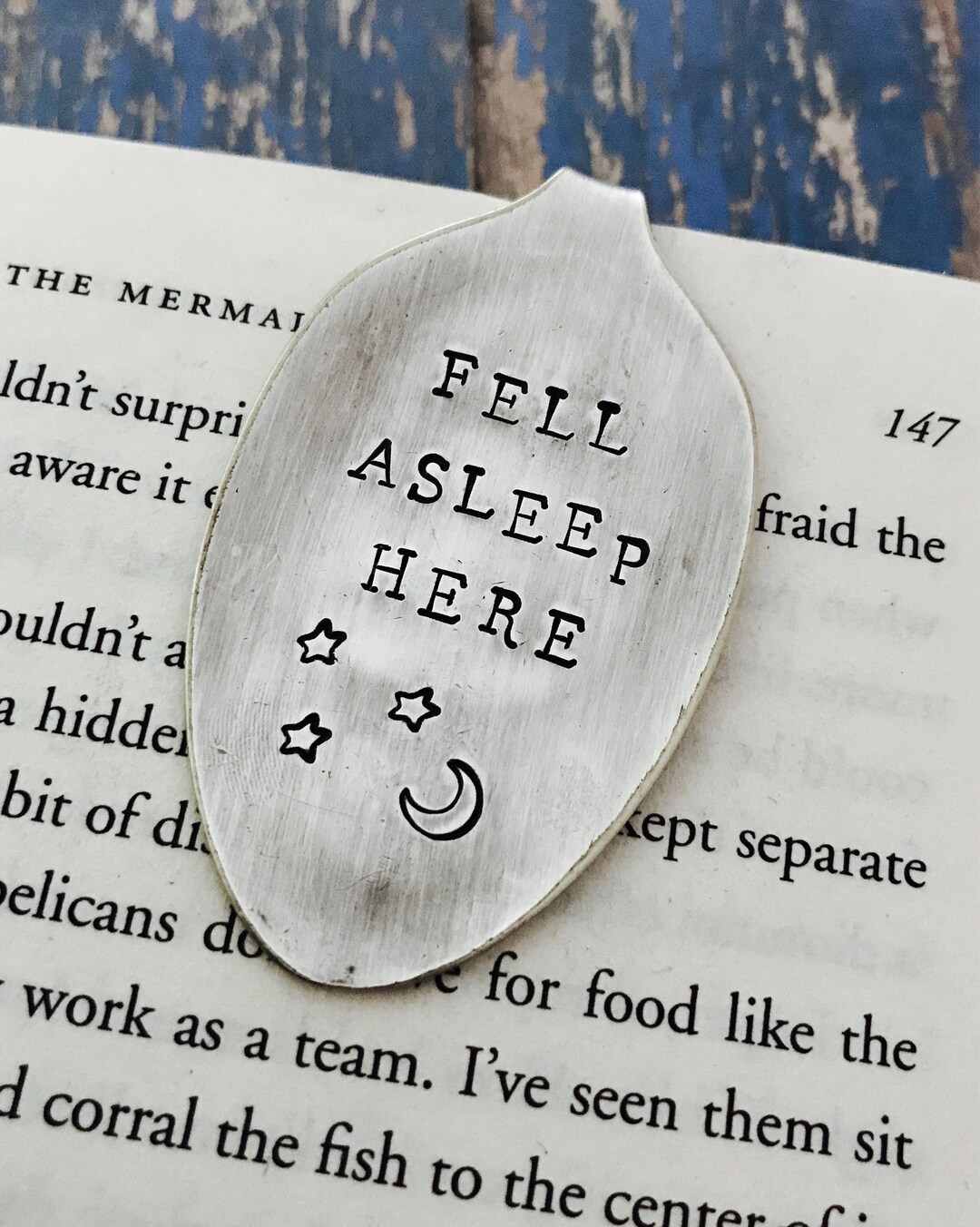 Fell Asleep Here Spoon Bookmark: Upcycled Silverplate, Moon & Stars - Etsy