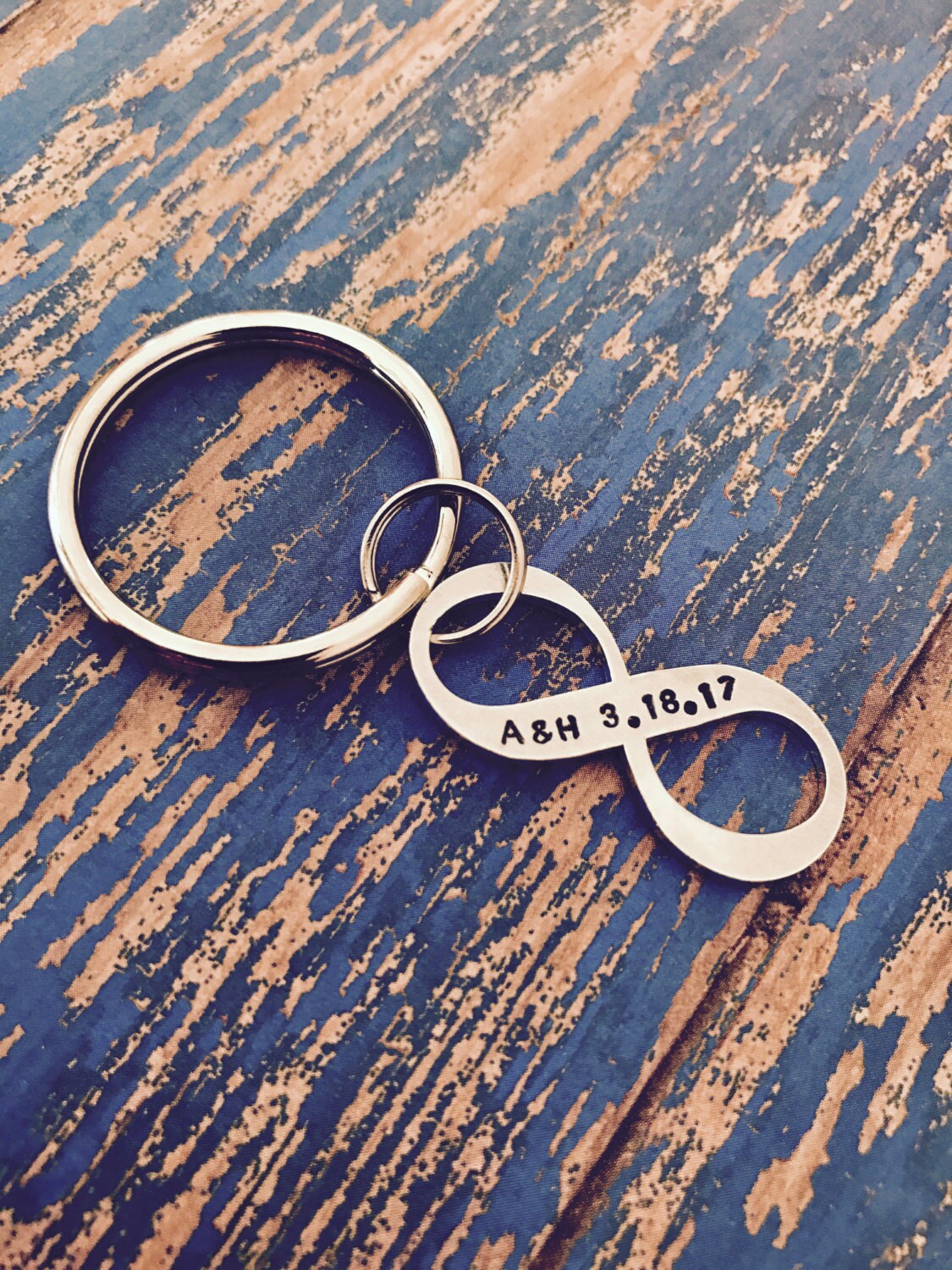 Personalized Infinity Key Ring Initials Date Wedding | Etsy