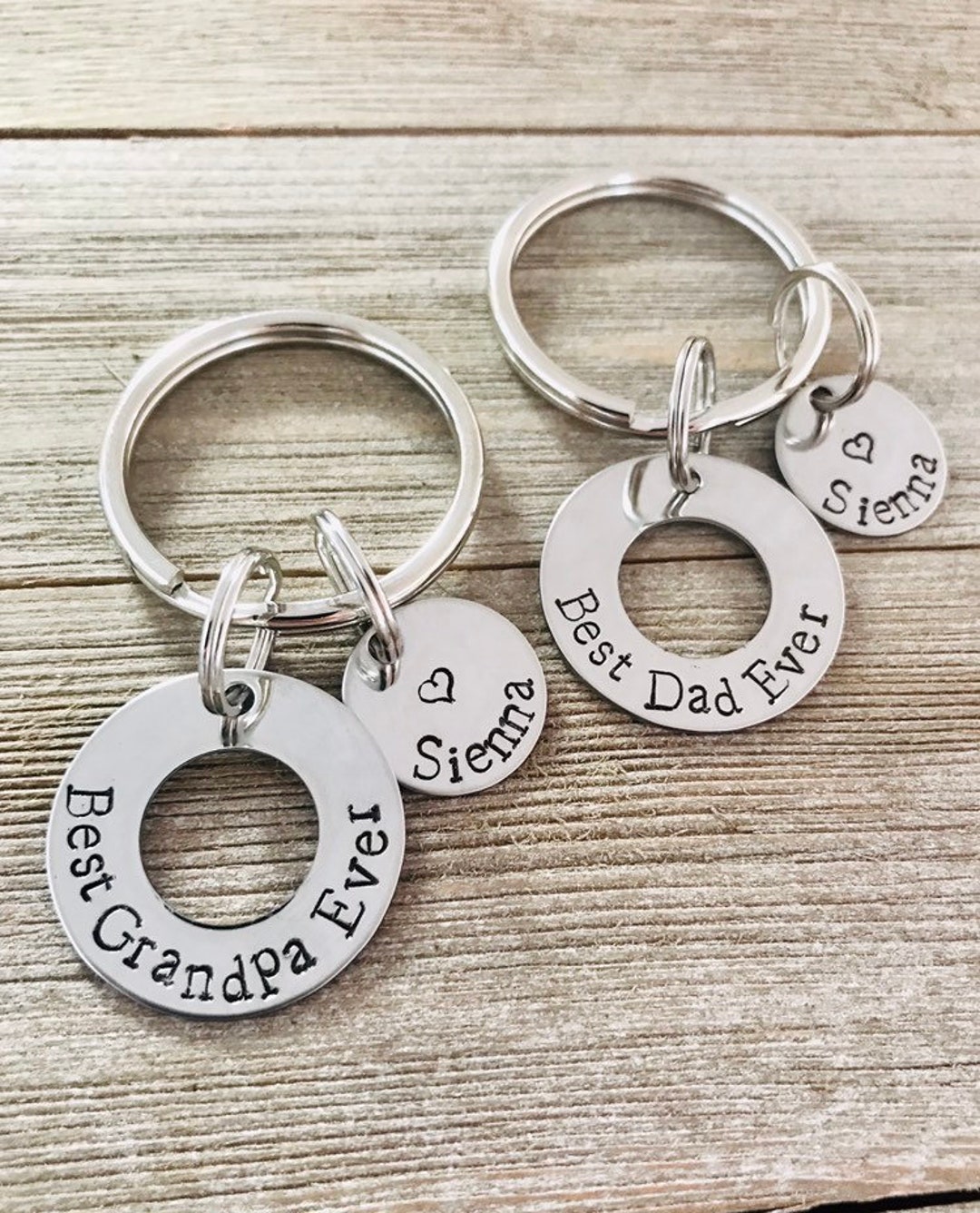 Best Dad Ever Washer Key Ring With Disc for Initials, Date, or Year ...