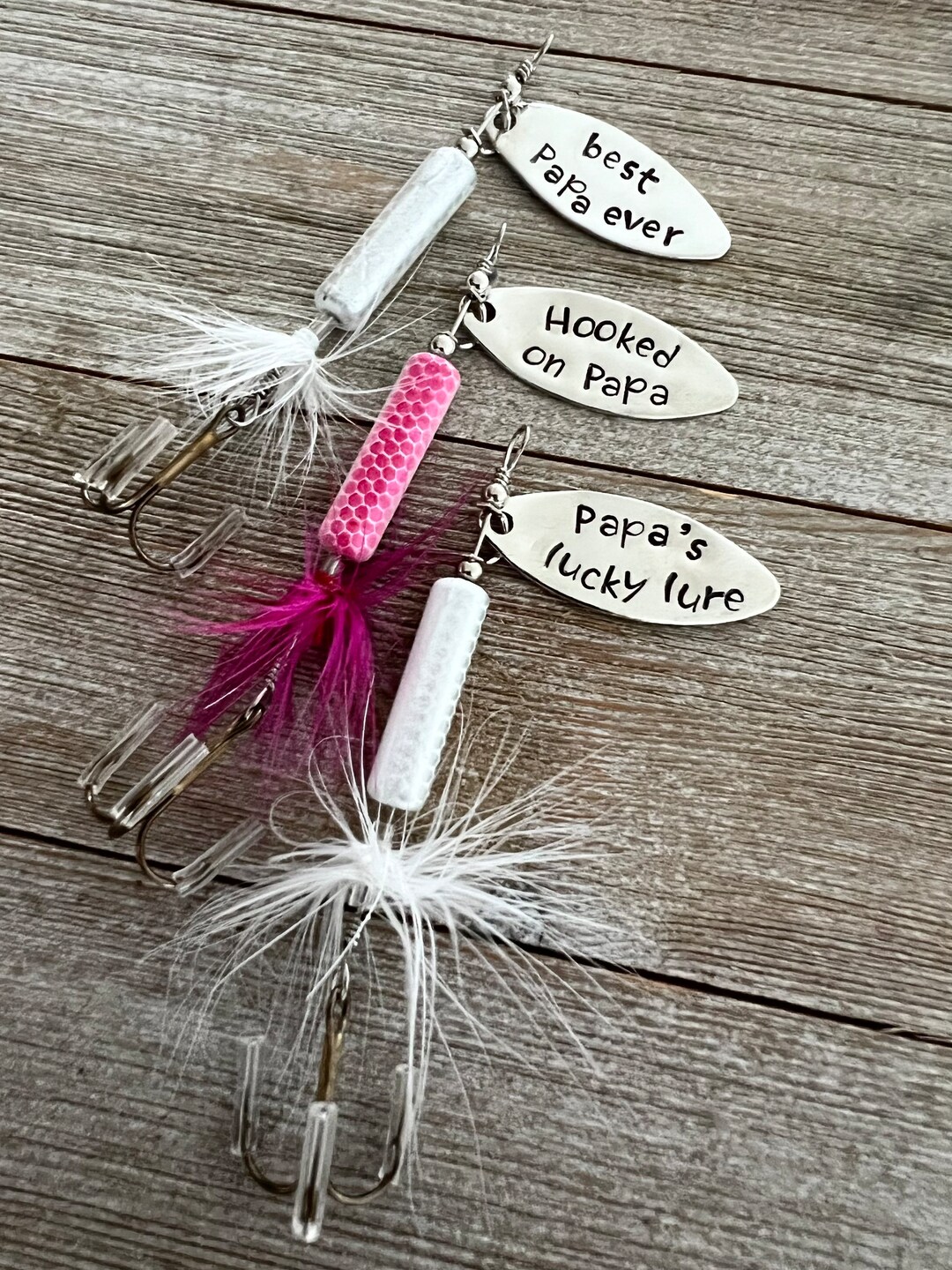 Father’s Day Fishing Lures Set of 3 - Hooked on Dad Grandpa Papa - Best ...