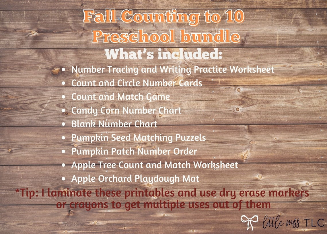 Fall Counting to 10 Preschool Bundle - Etsy