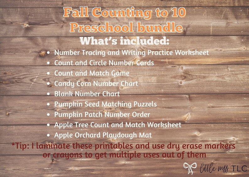 Fall Counting to 10 Preschool Bundle - Etsy