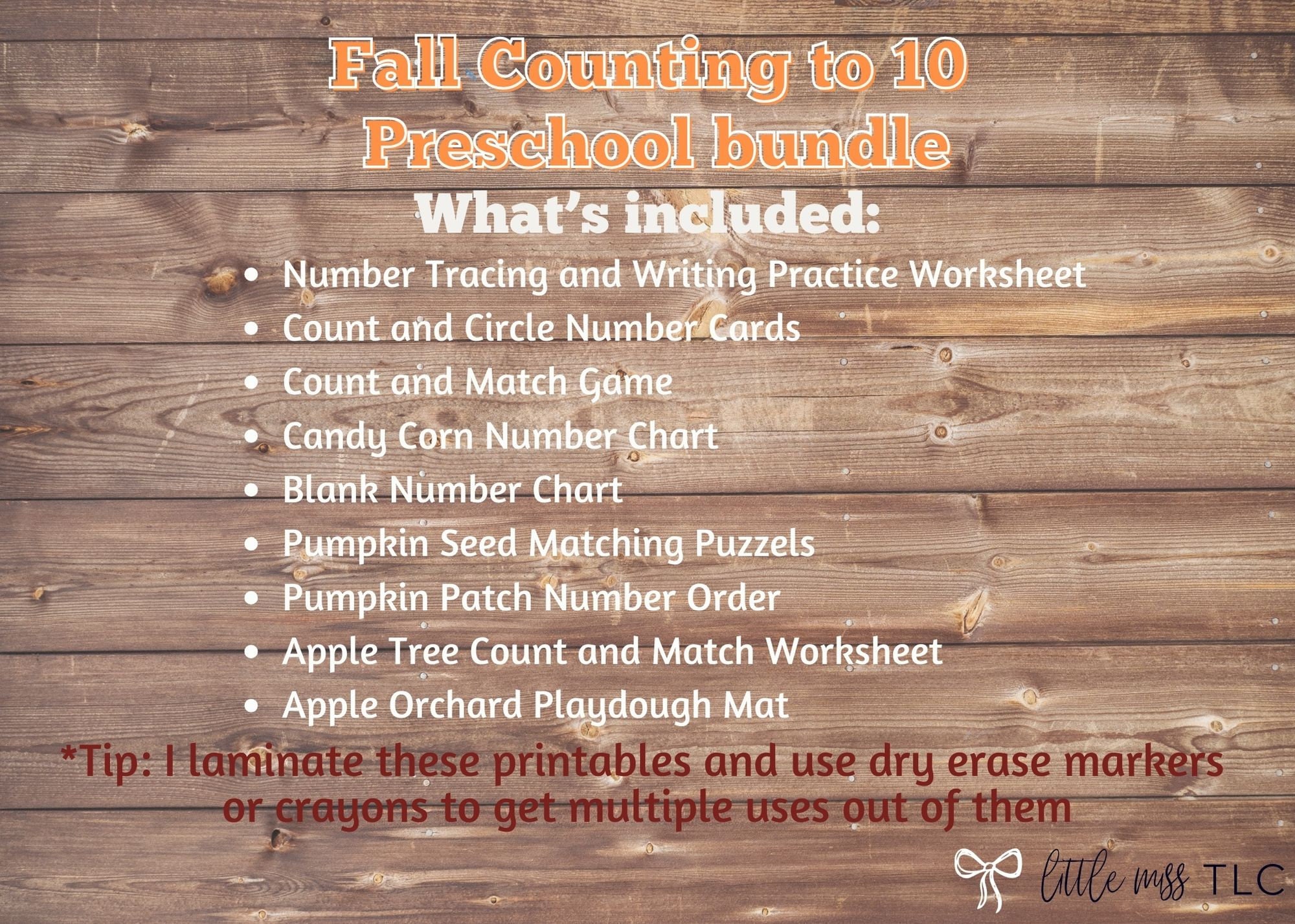 Fall Counting to 10 Preschool Bundle - Etsy