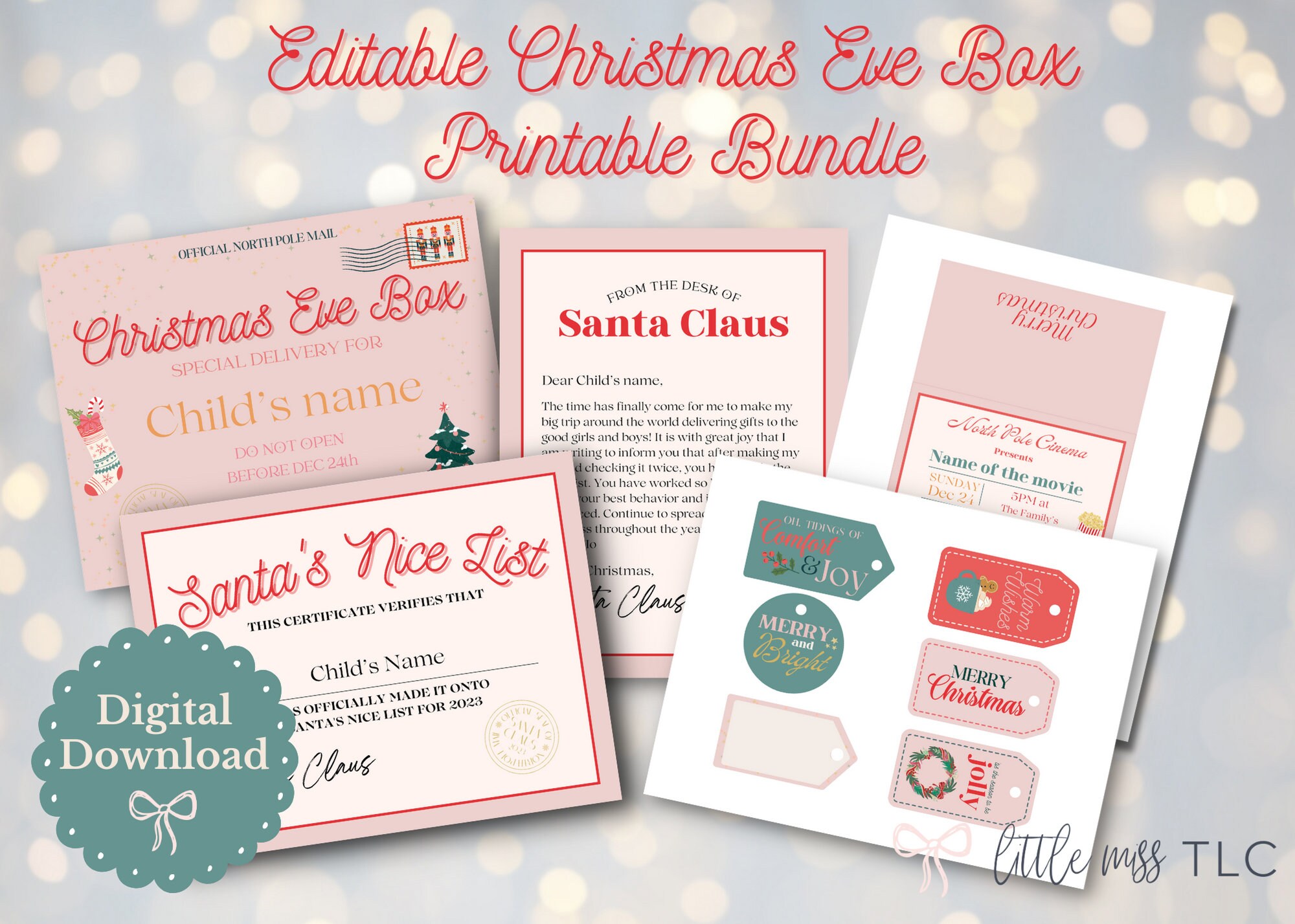 Editable Christmas Eve Box Printable Bundle - Etsy