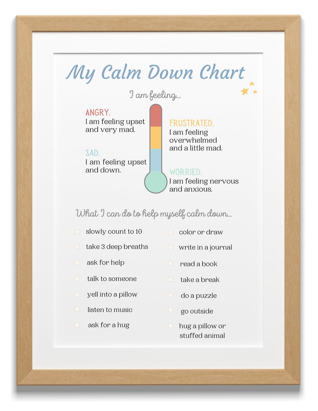 Calm Down Chart for Kids - Etsy