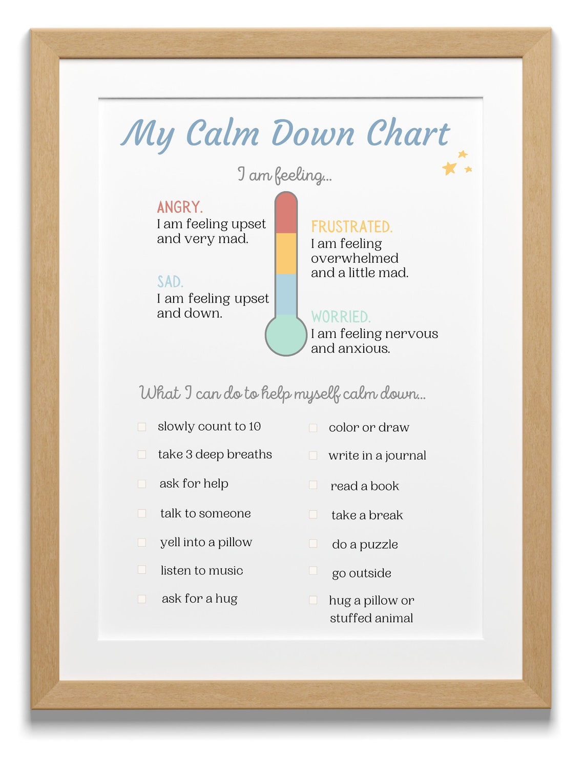 Calm Down Chart for Kids - Etsy