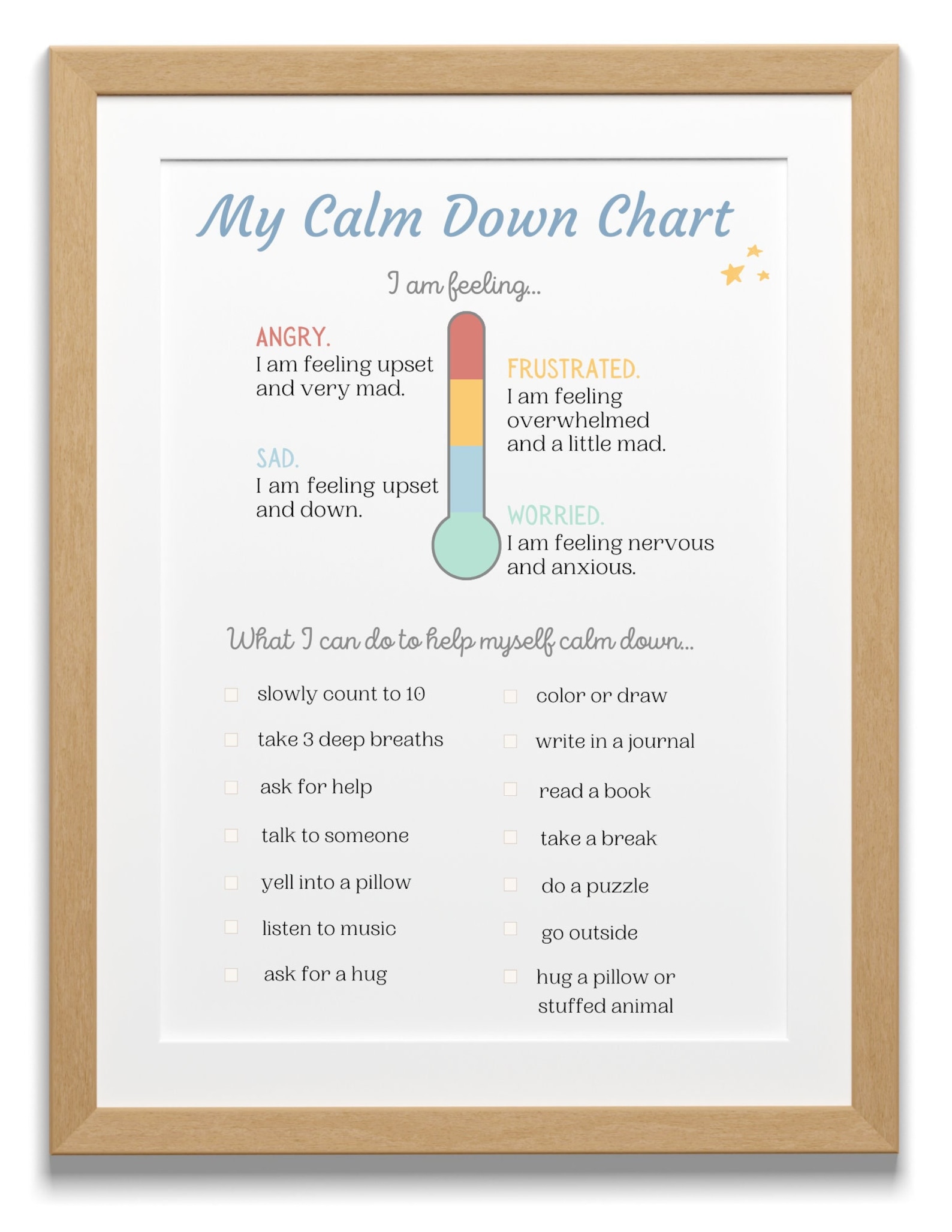 Calm Down Chart for Kids - Etsy
