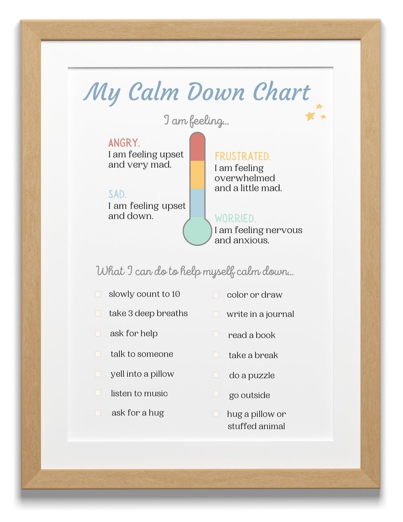 Calm Down Chart for Kids - Etsy