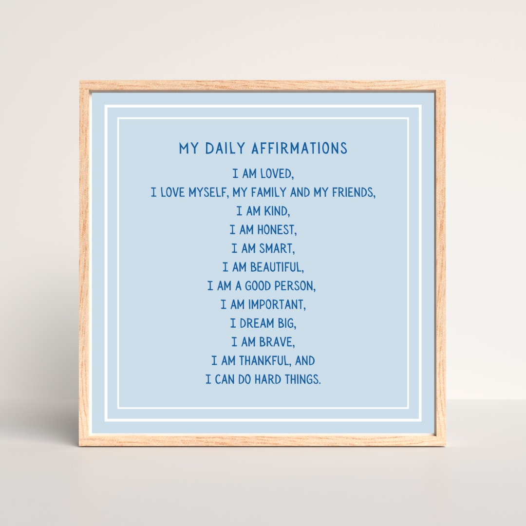 Printable Daily Affirmations for Kids - Etsy