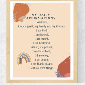 Printable Daily Affirmations for Kids - Etsy