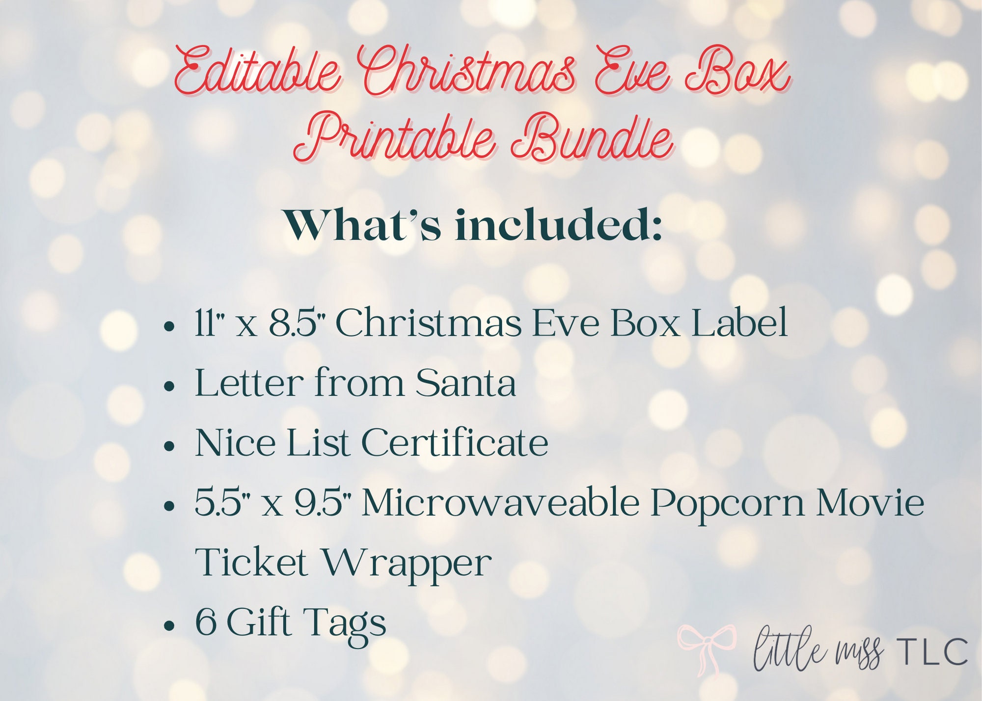Editable Christmas Eve Box Printable Bundle - Etsy