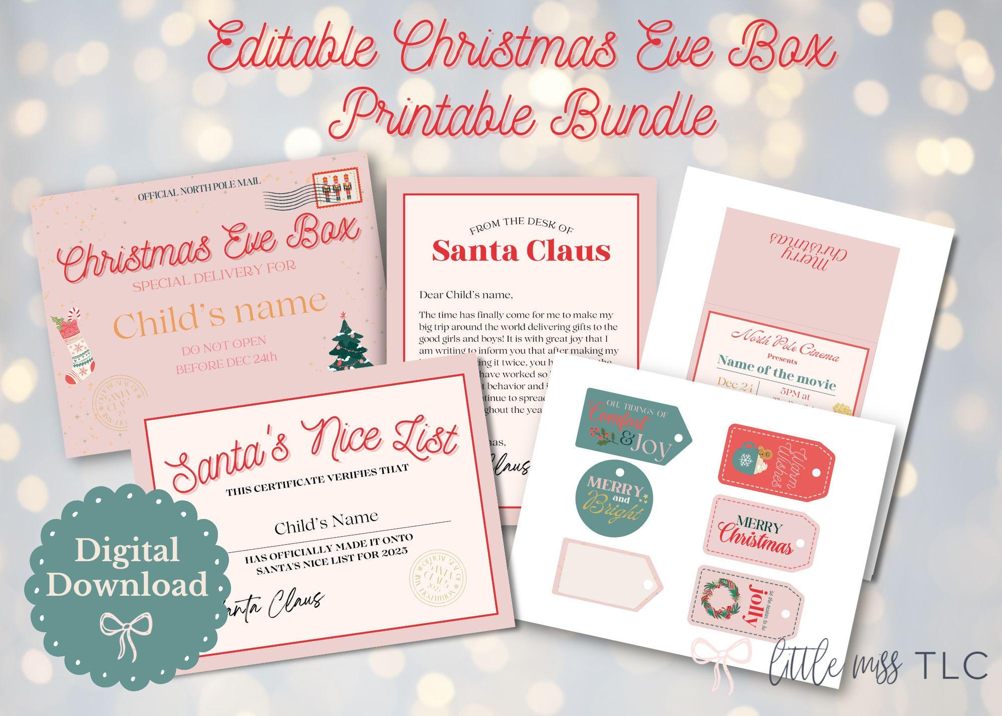 Editable Christmas Eve Box Printable Bundle - Etsy