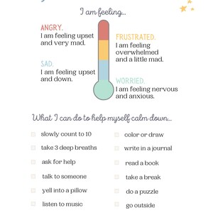 Calm Down Chart for Kids - Etsy