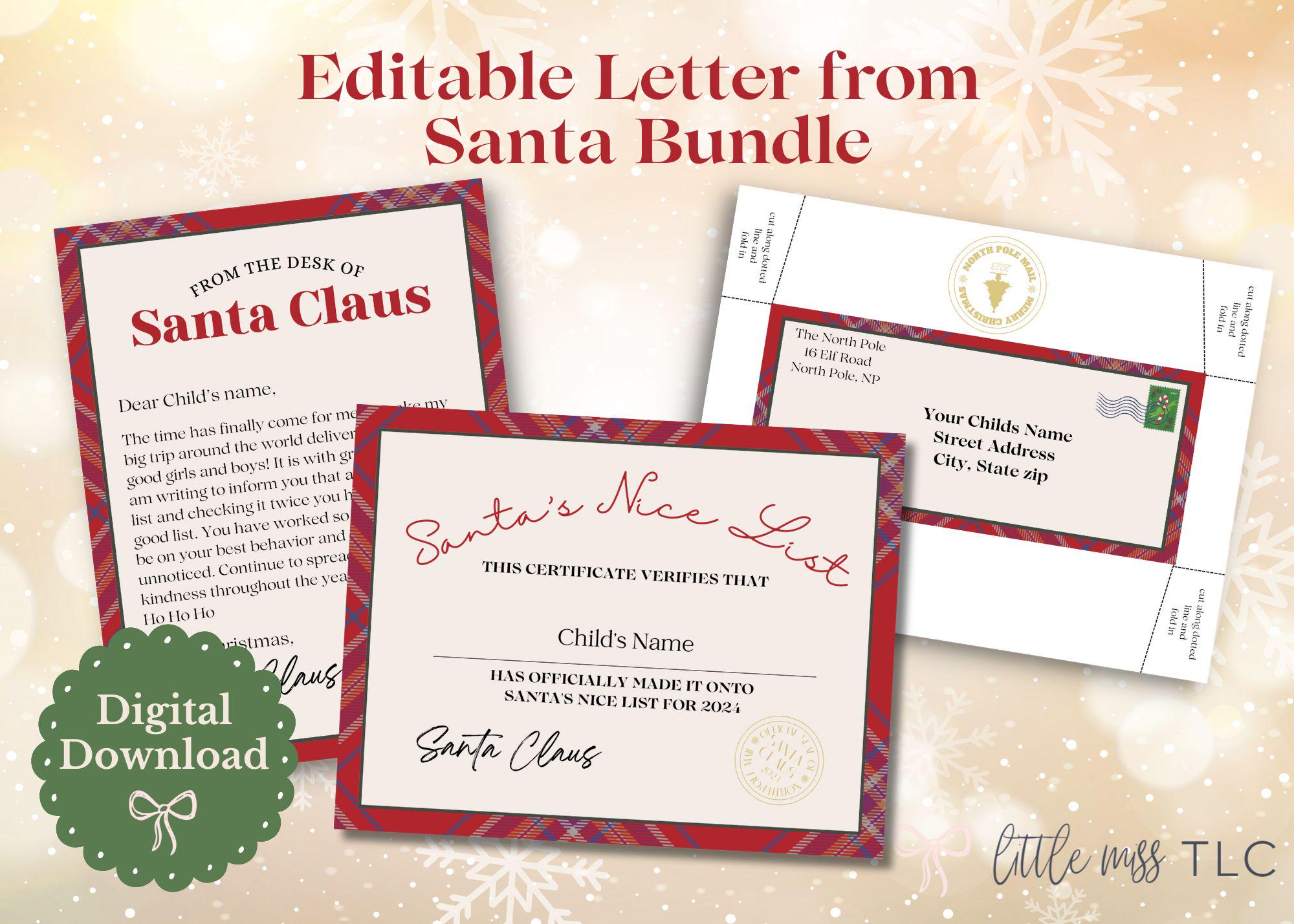 Editable Letter From Santa Bundle - Etsy