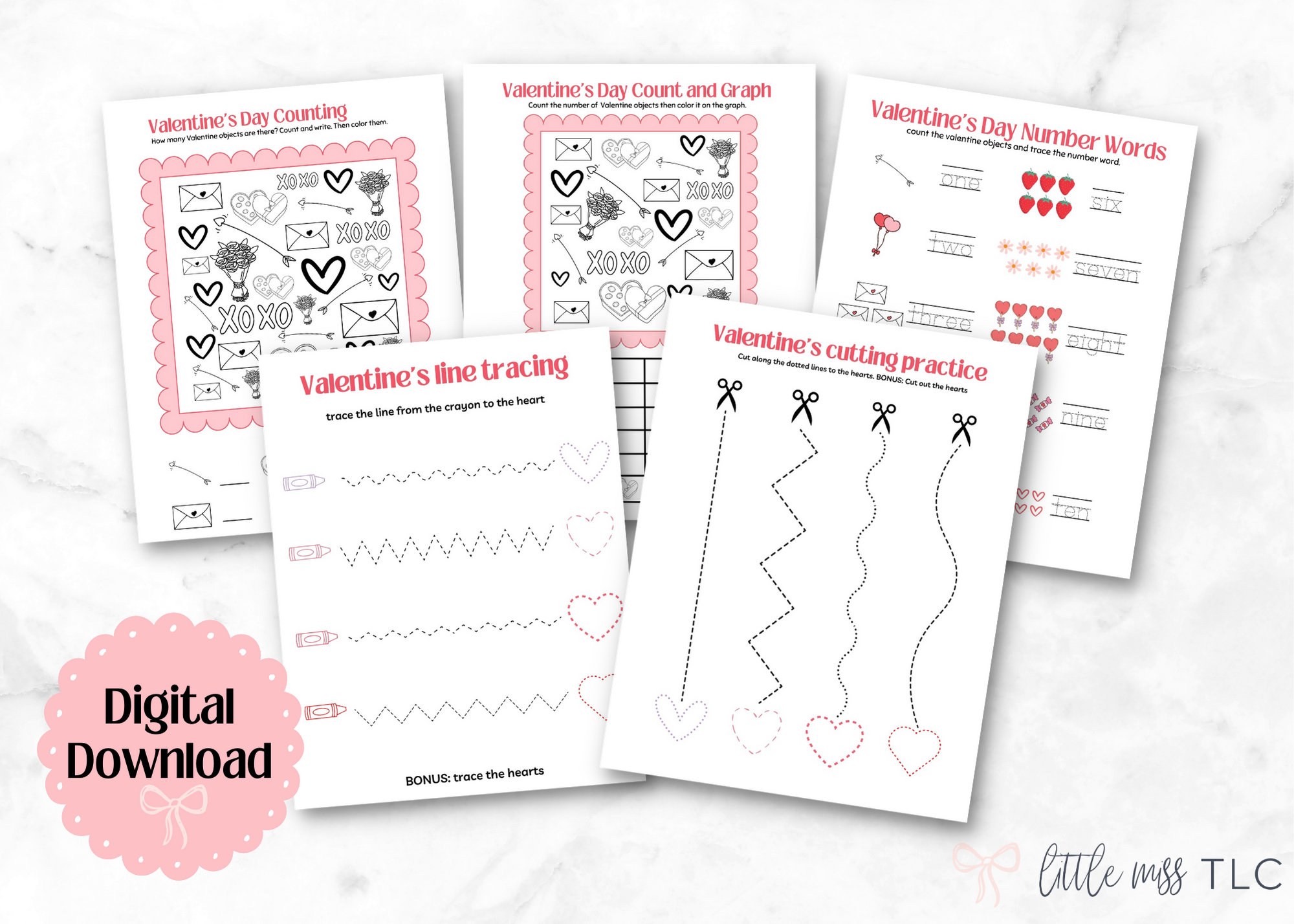Printable Valentine's Day Kindergarten Activities Bundle - Etsy