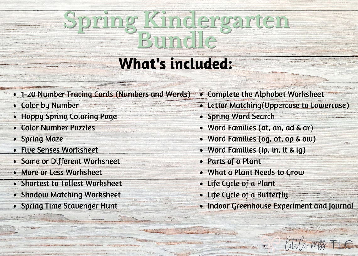 Printable Spring Kindergarten Activities Bundle - Etsy