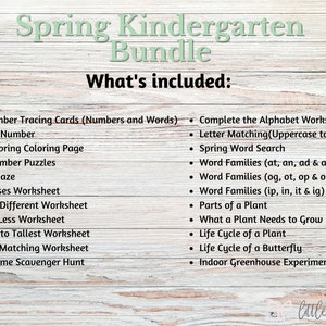 Printable Spring Kindergarten Activities Bundle - Etsy