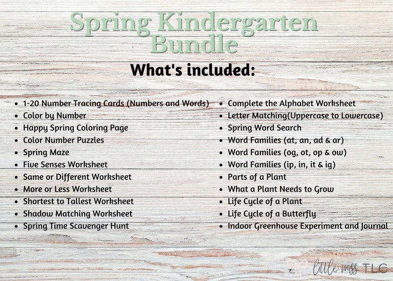 Printable Spring Kindergarten Activities Bundle - Etsy