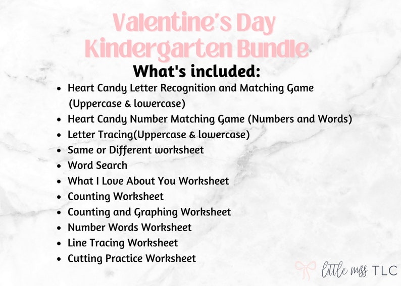 Printable Valentine's Day Kindergarten Activities Bundle - Etsy