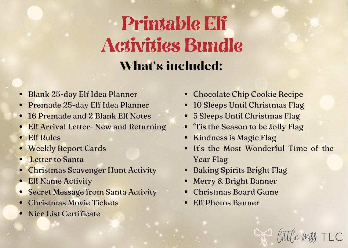 Printable Elf Activities Bundle - Etsy