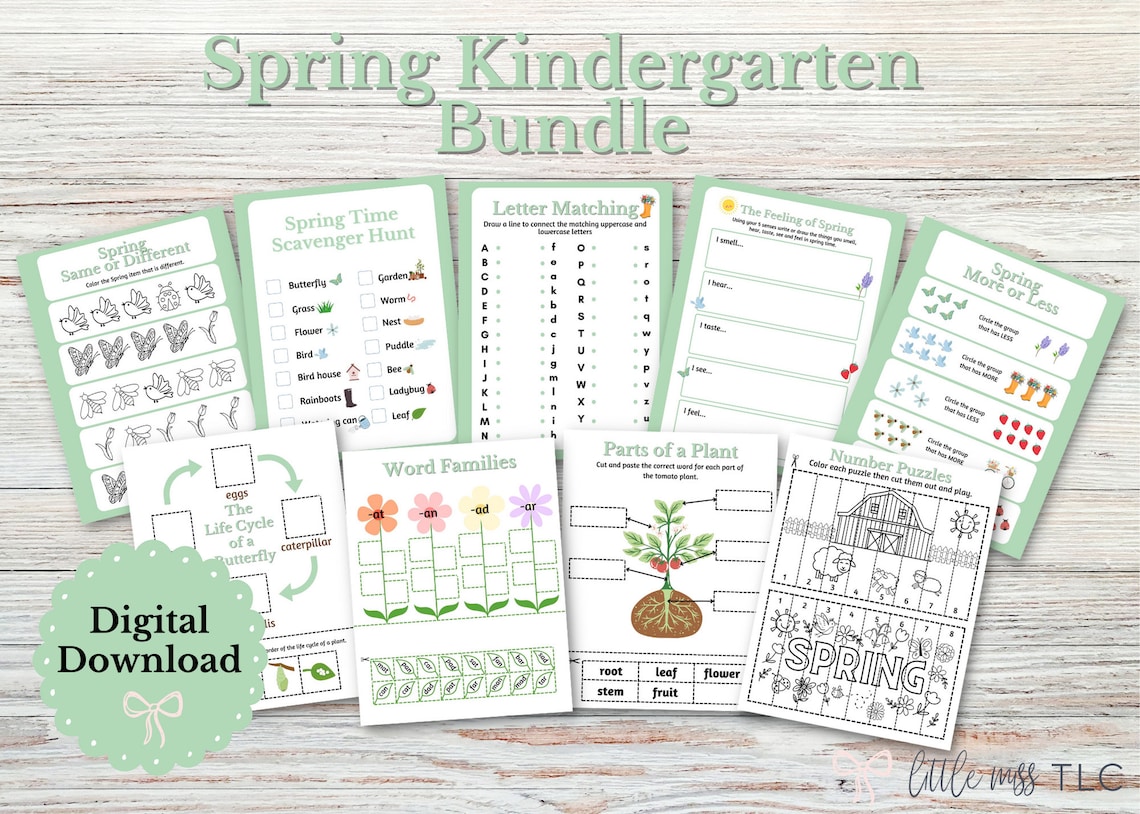 Printable Spring Kindergarten Activities Bundle - Etsy