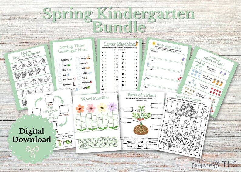Printable Spring Kindergarten Activities Bundle - Etsy