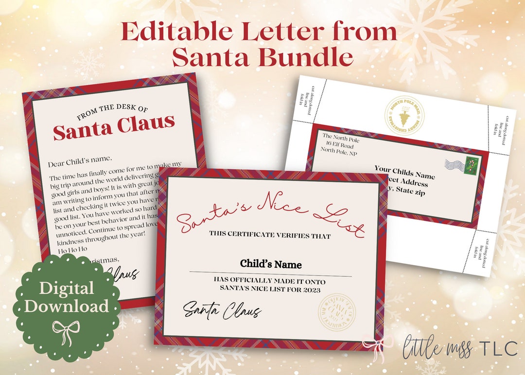 Editable Letter From Santa Bundle - Etsy