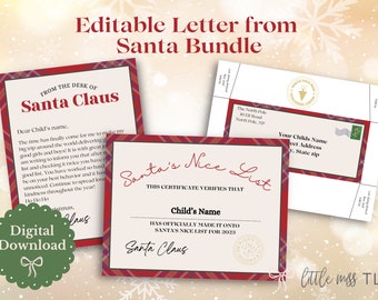Instant Download Editable Santa Letter, Official Letter From Santa ...