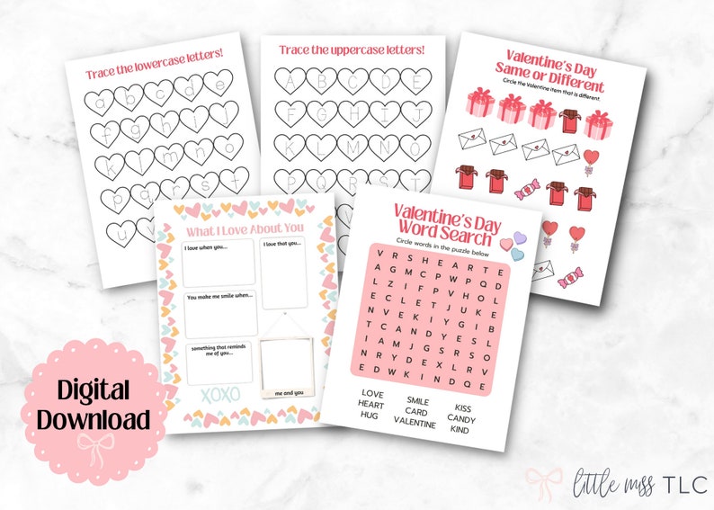 Printable Valentine's Day Kindergarten Activities Bundle - Etsy
