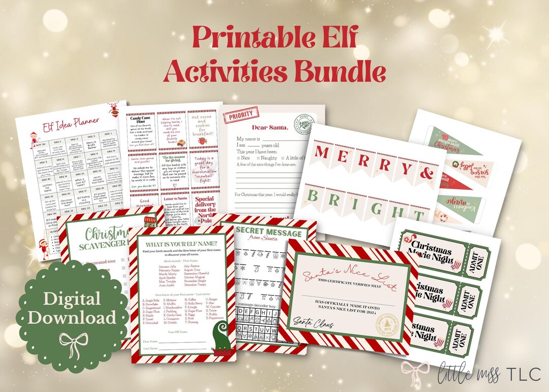 Printable Elf Activities Bundle - Etsy