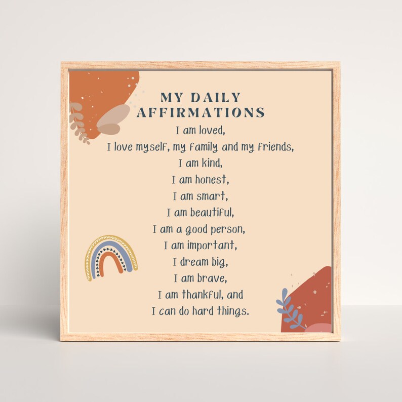 Printable Daily Affirmations for Kids - Etsy