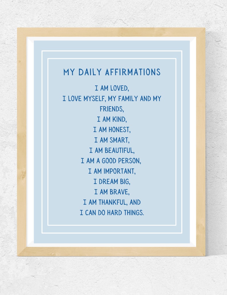 Printable Daily Affirmations for Kids - Etsy