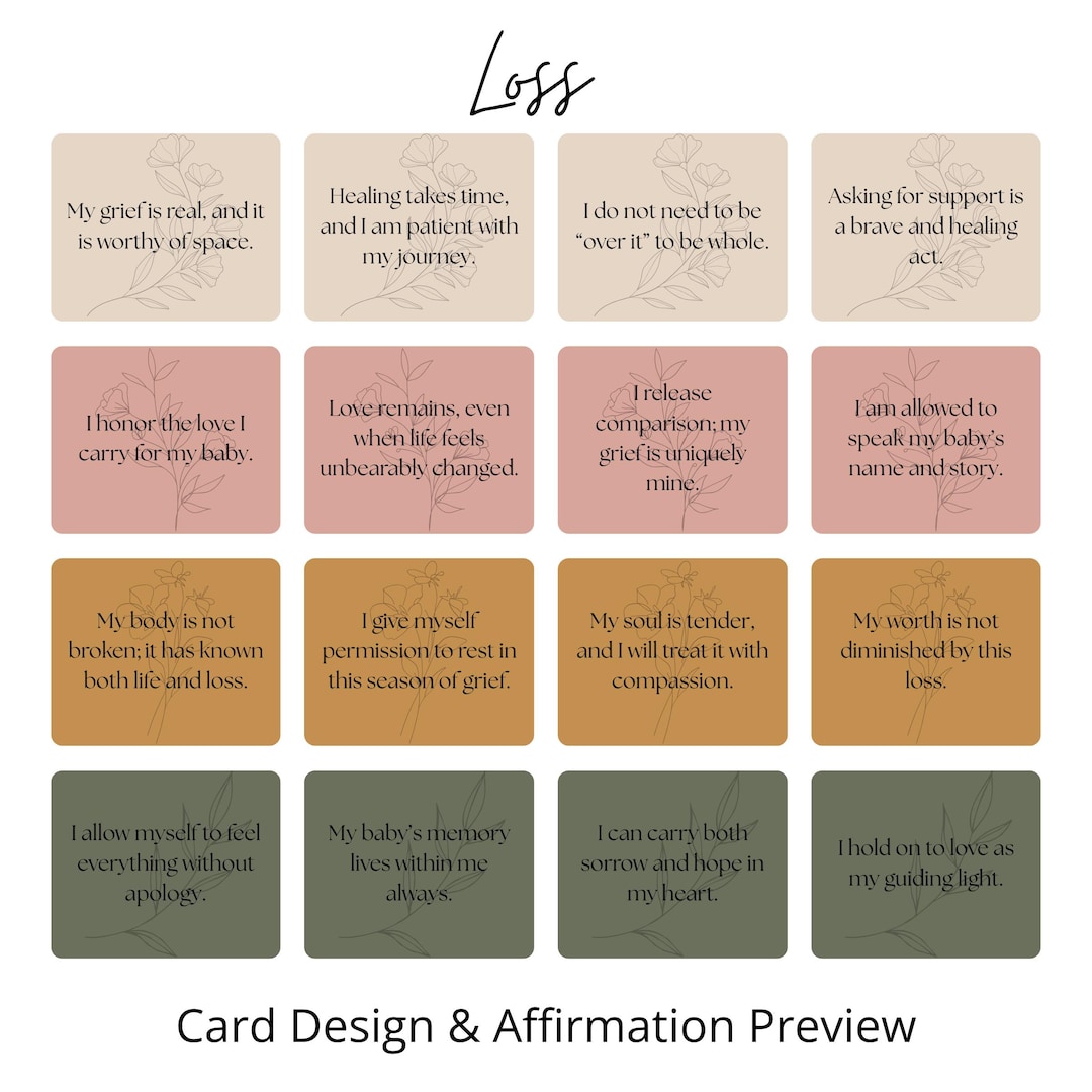 MISCARRIAGE/ LOSS Printable Affirmation Cards - Digital Download ...