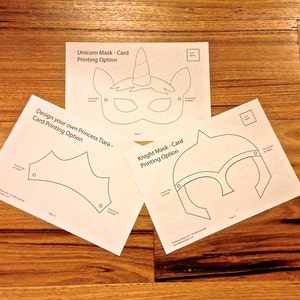 Fairytale (princess Tiara, Unicorn and Knight Mask) Felt Mask PDF ...