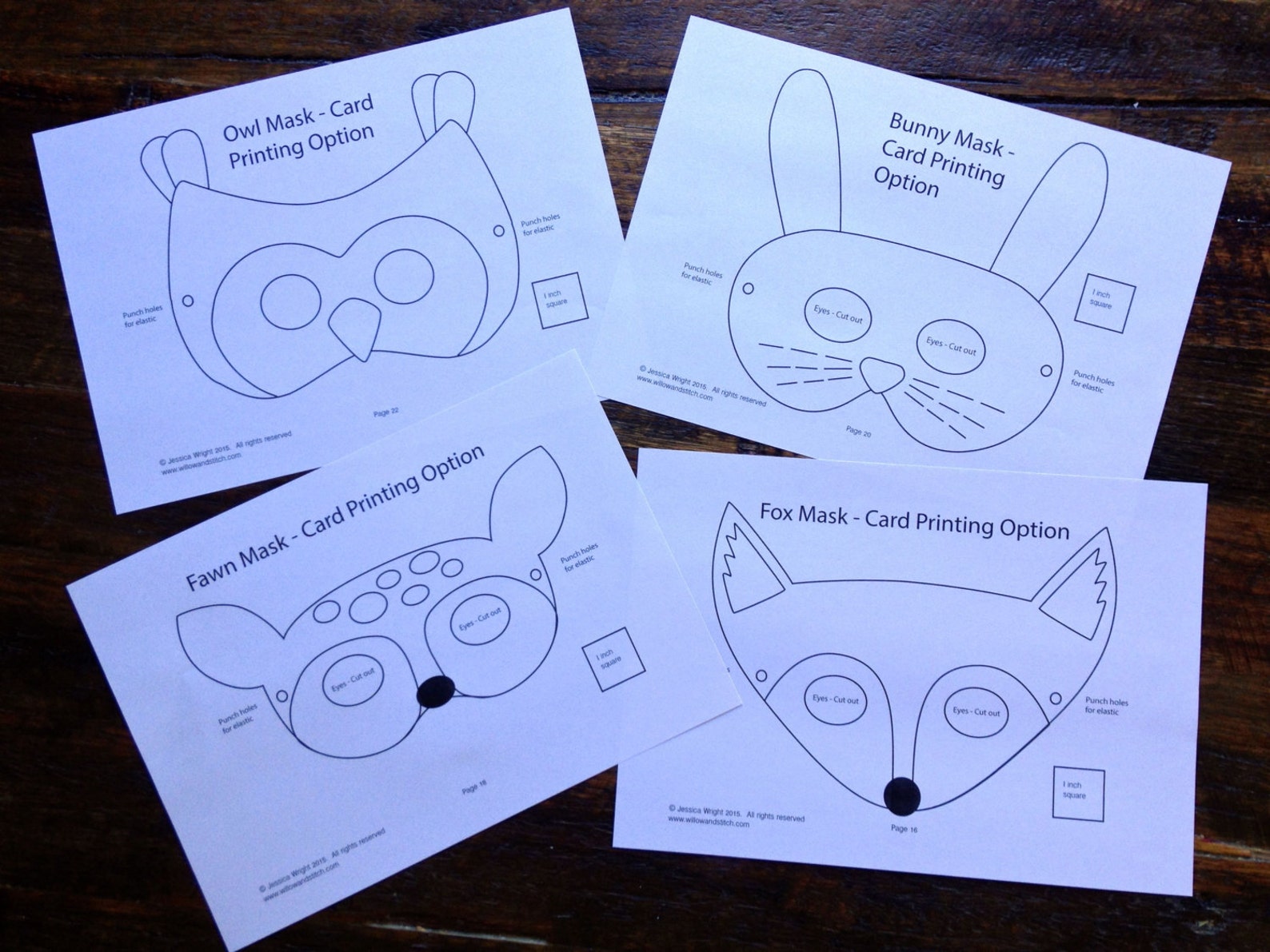 Woodland Animals fox Fawn Bunny and Owl Felt Mask PDF - Etsy