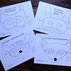 Woodland Animals (fox, Fawn, Bunny and Owl) Felt Mask PDF Sewing ...