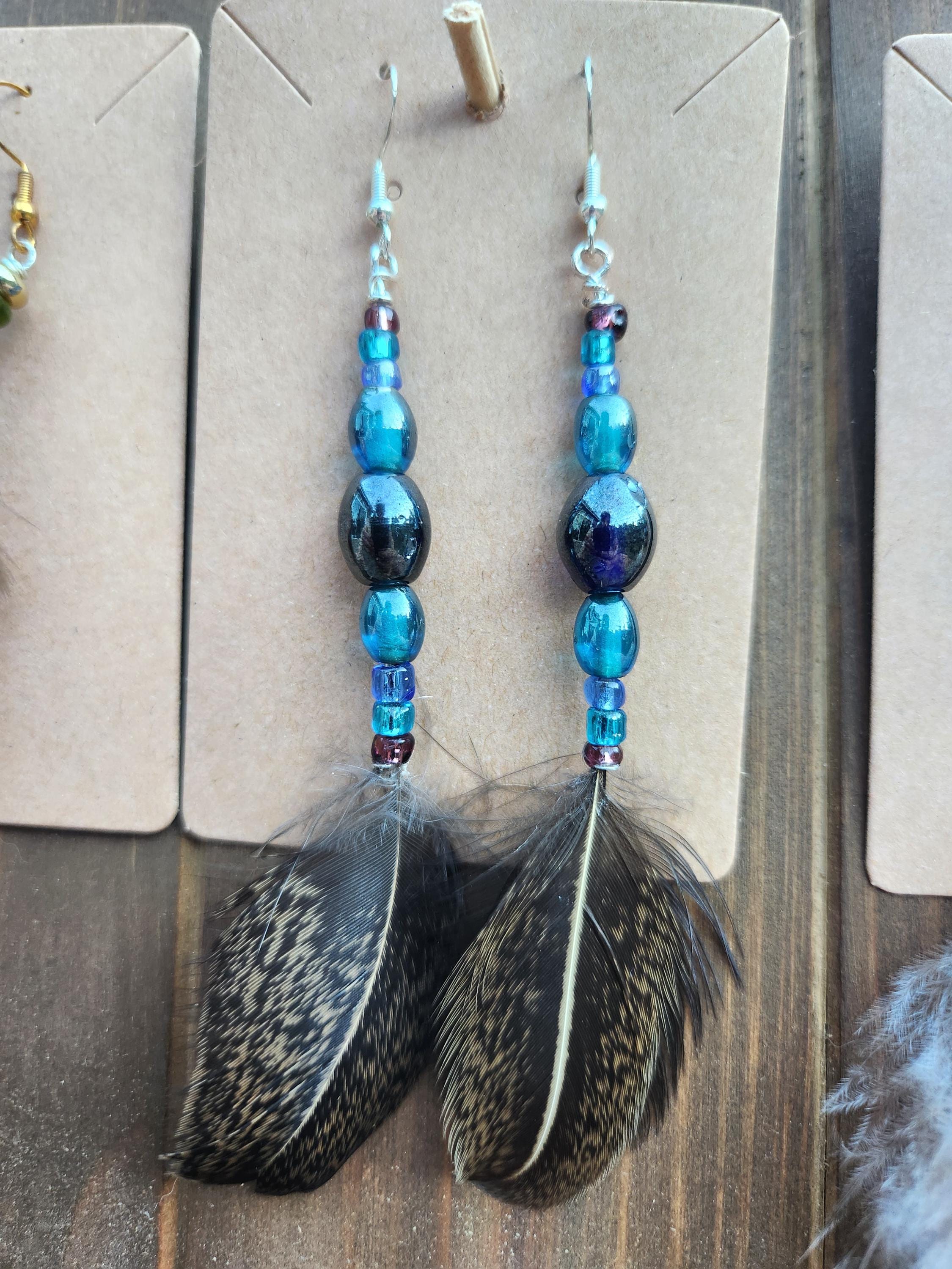 Real Feather Dangle Earrings, Hens Sustainably Raised on Our Homestead ...