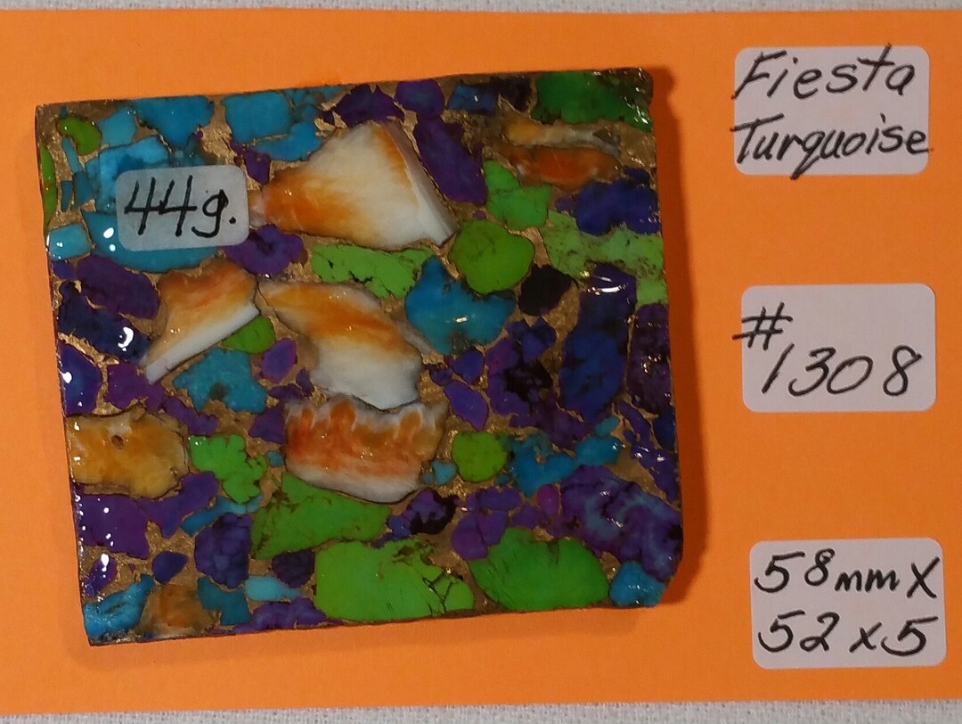 Fiesta Turquoise & Orange Spiny, Purple-green-blue Turquoise Slab for ...