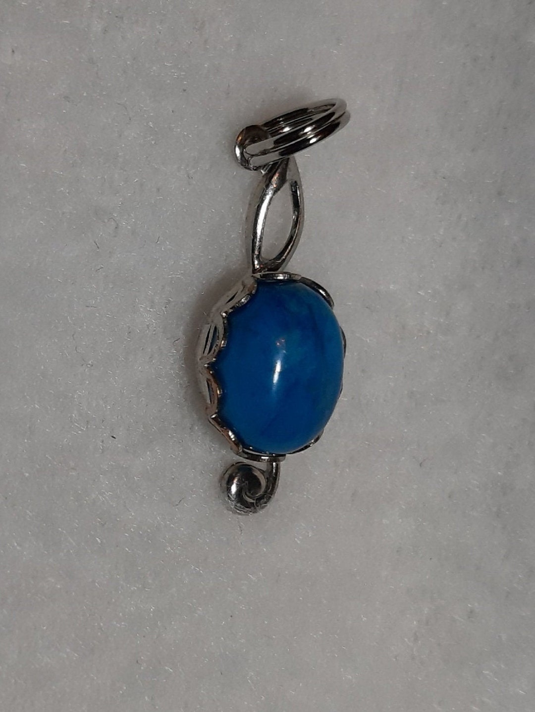 Turquoise Magnasite Treble Clef Pendant, Hand Made, Silver-tone Bail ...