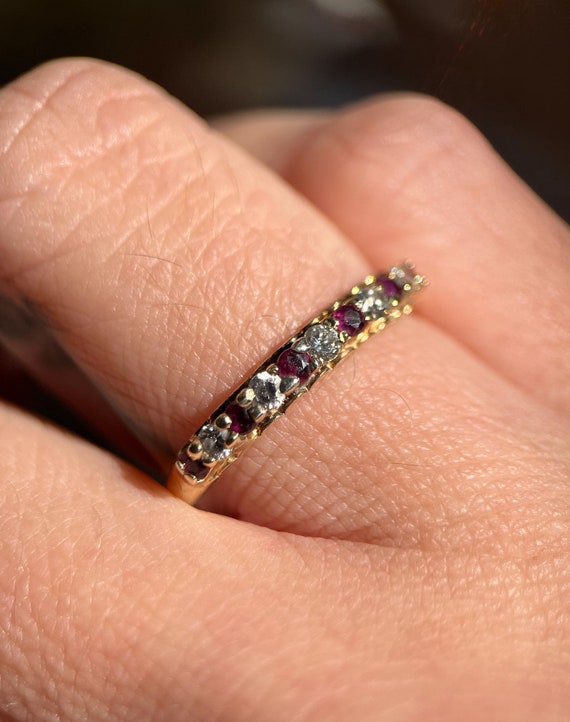 Vintage 14k Diamond and Ruby Band. - Gem