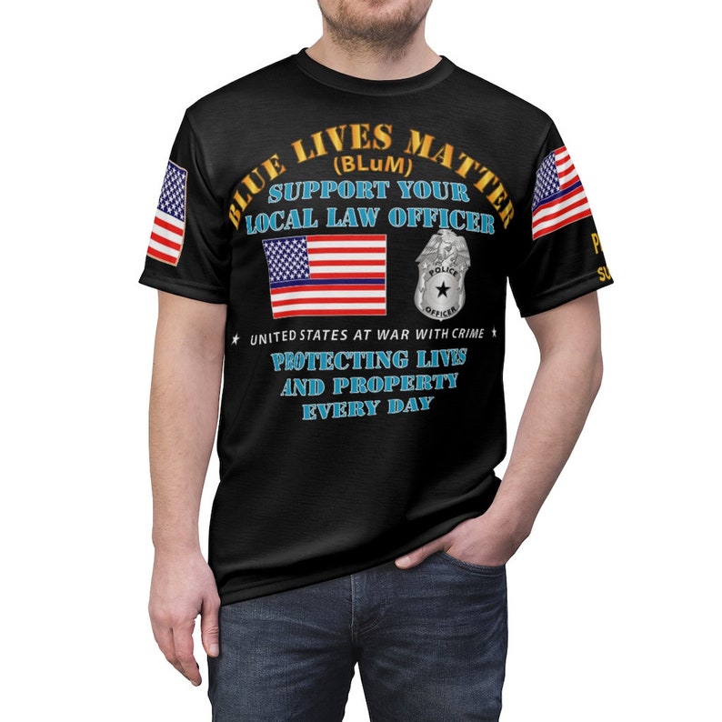 AOP Blue Lives Matter blum Blue Line Flag and Badge - Etsy