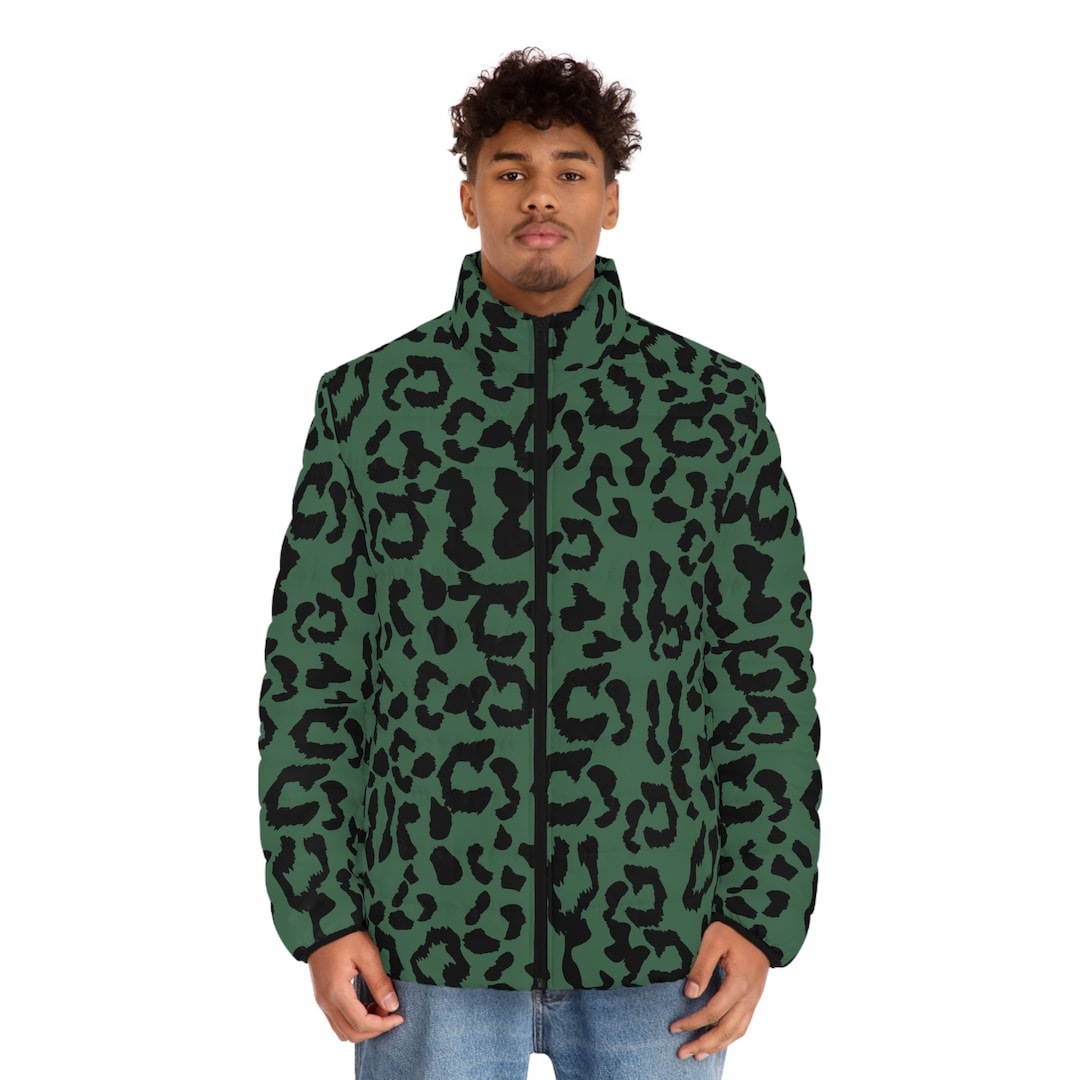 Men's Puffer Jacket (AOP) - Leopard Camouflage - Green-black - Etsy