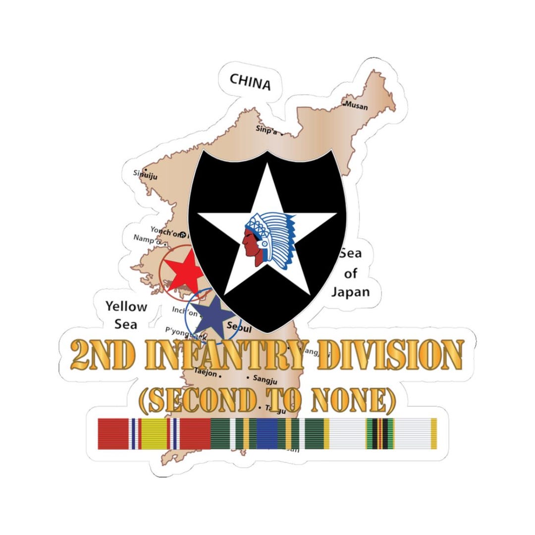 Kiss-cut Stickers - Army - Korea Map - 2nd Infantry Div - Second to ...