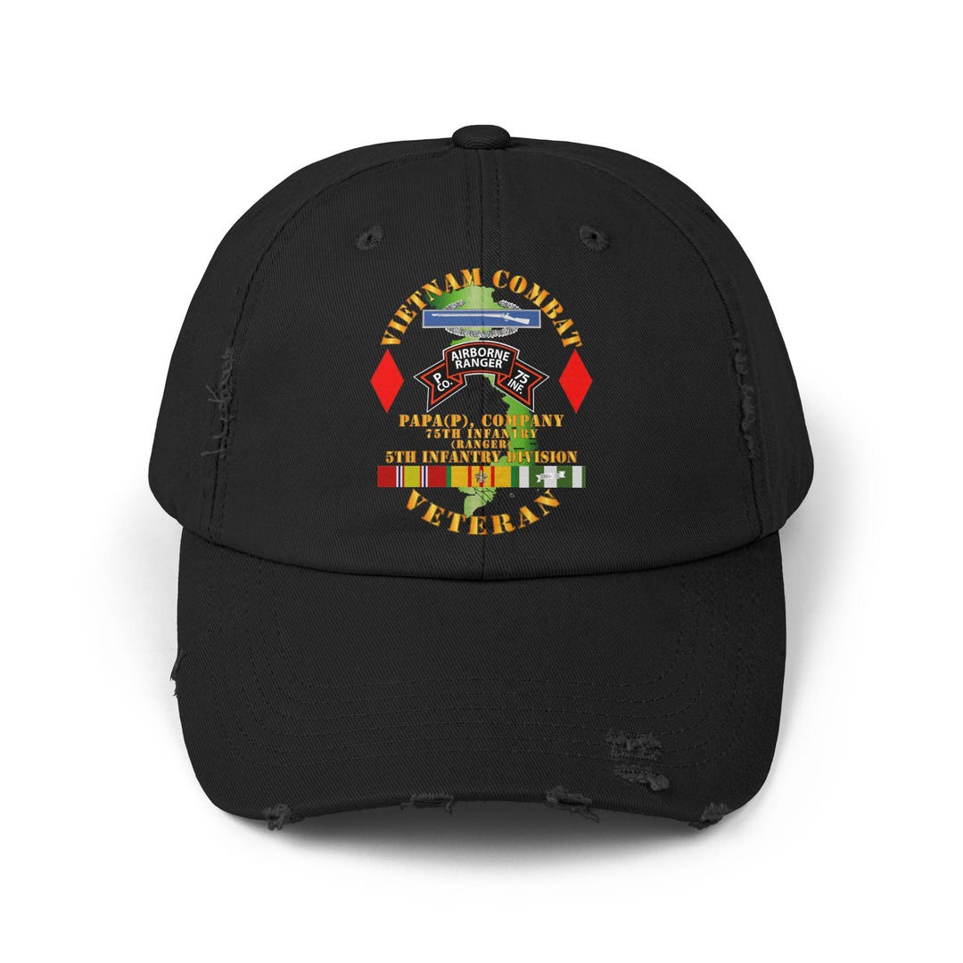 Unisex Distressed Cap -army - Vietnam Combat Vet - P Co 75th Infantry ...