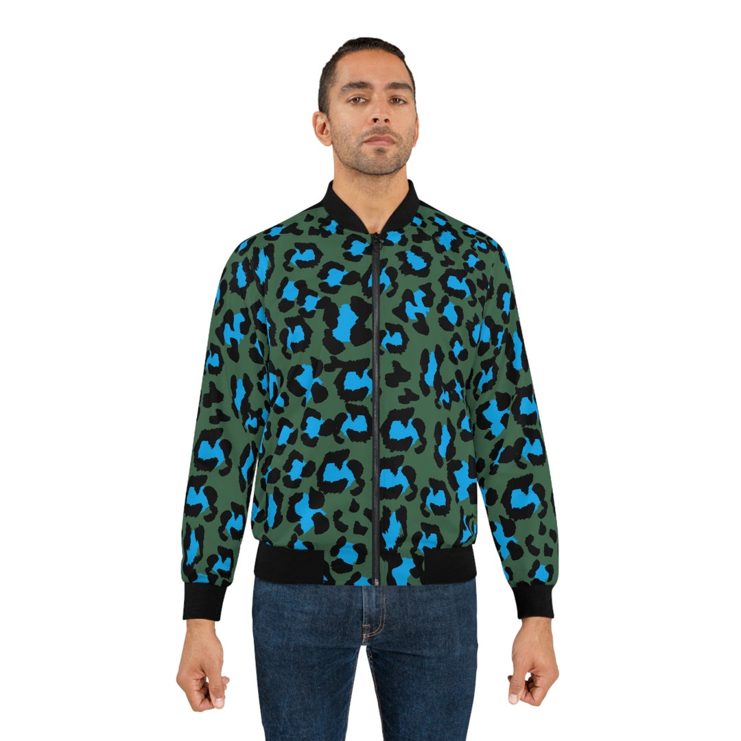 Men's AOP Bomber Jacket - Leopard Camouflage - Green-blue - Etsy