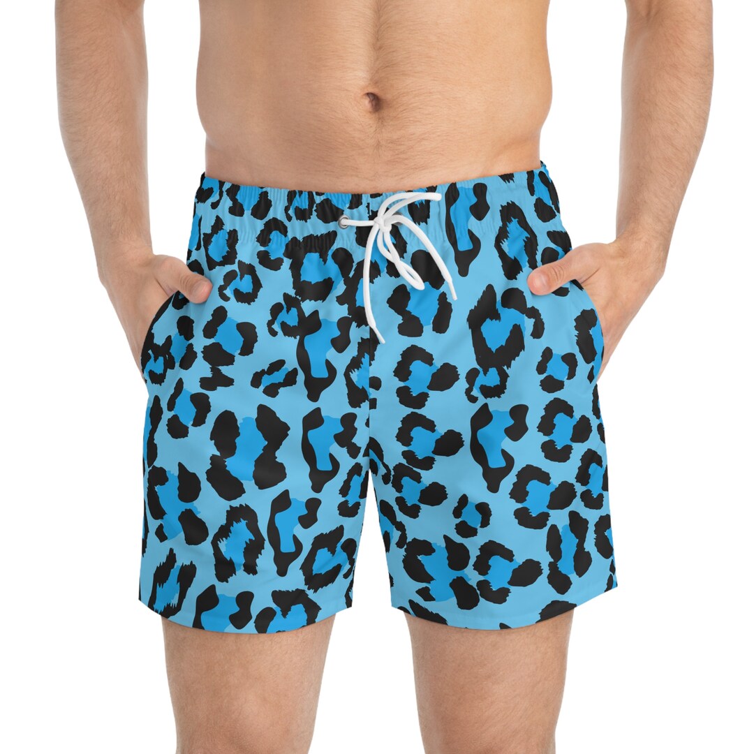 Swim Trunks - Leopard Camouflage - Light Blue-blue - Etsy